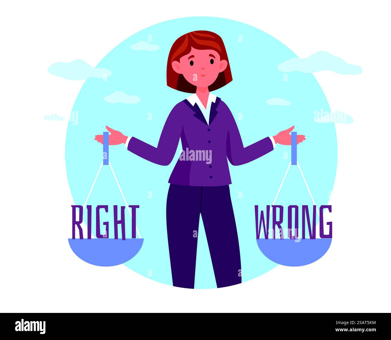 Decision making process, right or wrong choice between two options ...