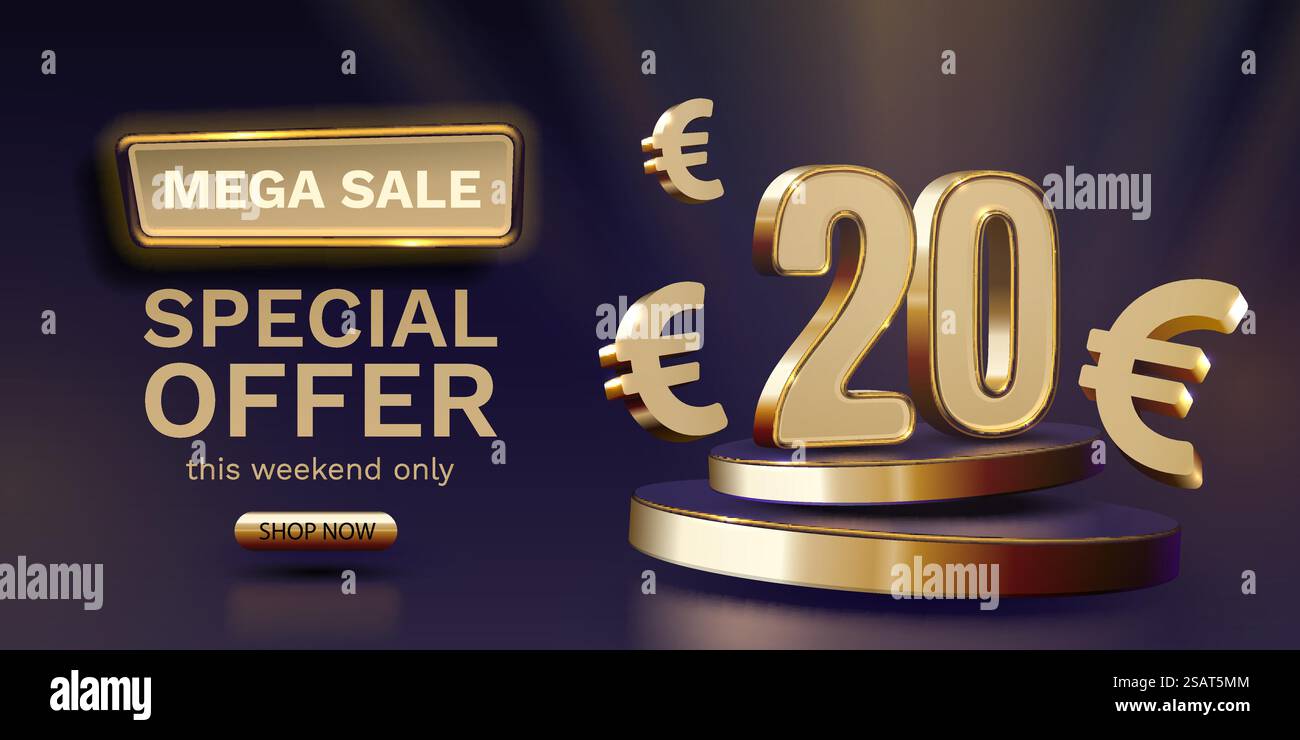 Coupon special voucher 20 euro, Check banner special offer. Vector ...