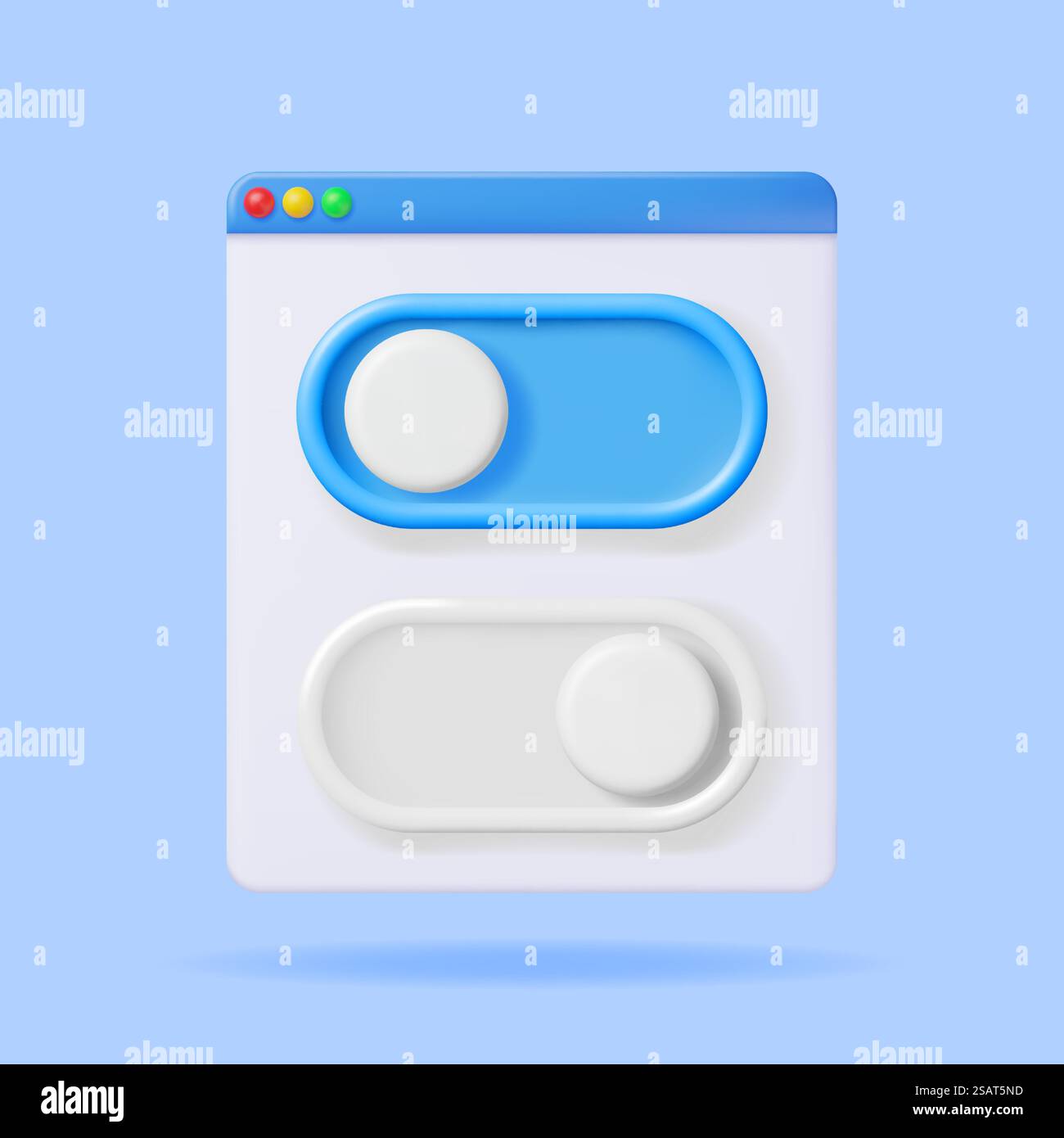 3D On and Off Buttons Switch in Browser Window Isolated. Render Slider ...