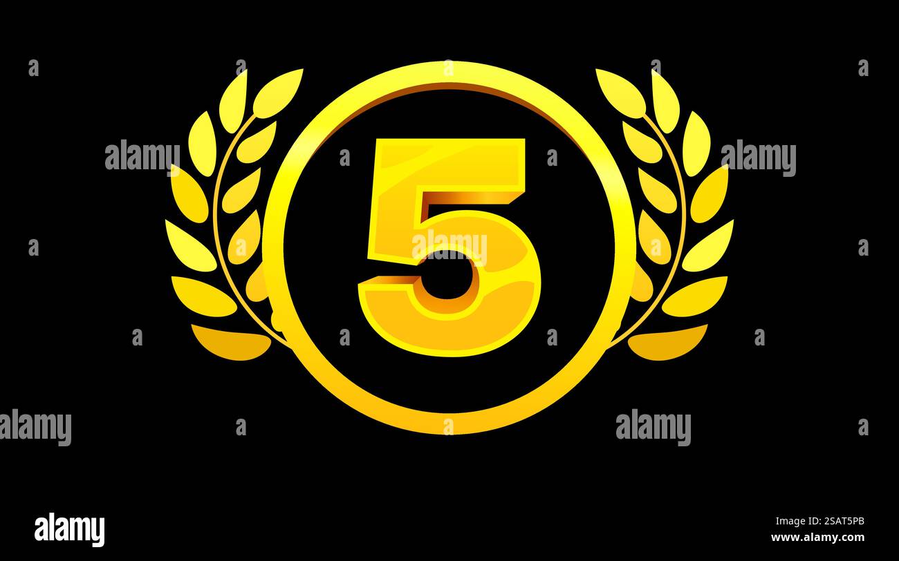 Winners golden laurel wreath. Top 5 award. Vector illustration. Winners ...