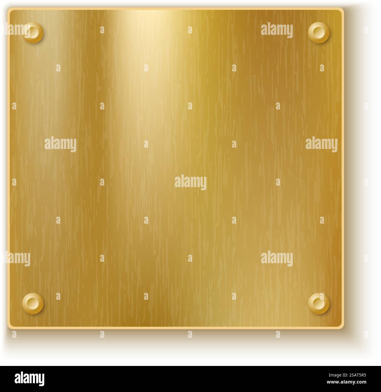 Square metal plate. Blank realistic golden banner isolated on white ...