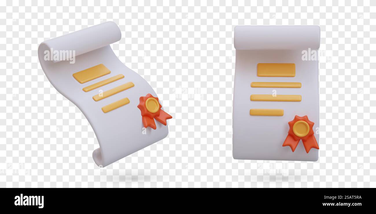 Paper certificate with gold seal and red ribbon. Qualification ...
