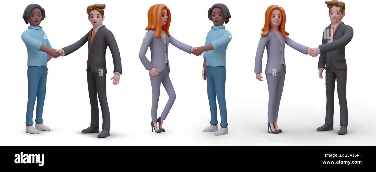 Office workers shaking hands business agreement Stock Vector Images - Alamy