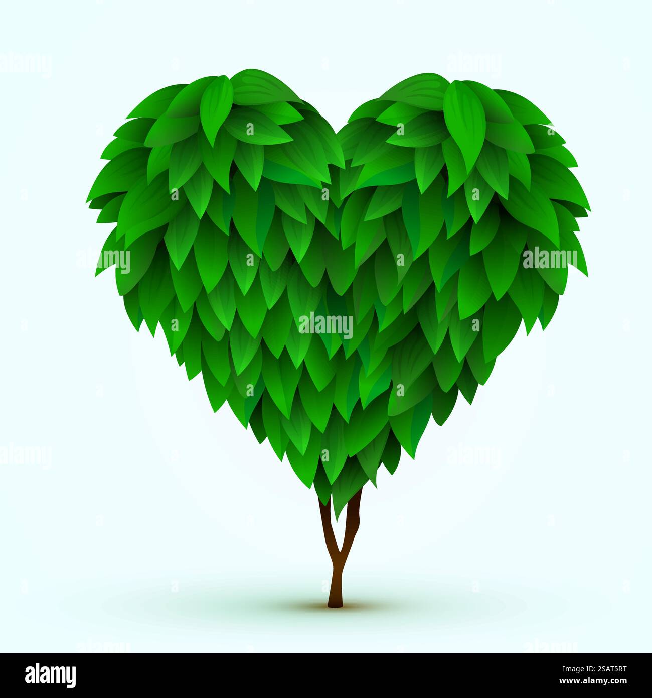 Growing heart symbol made of leaves. Ecological concept. Vector ...