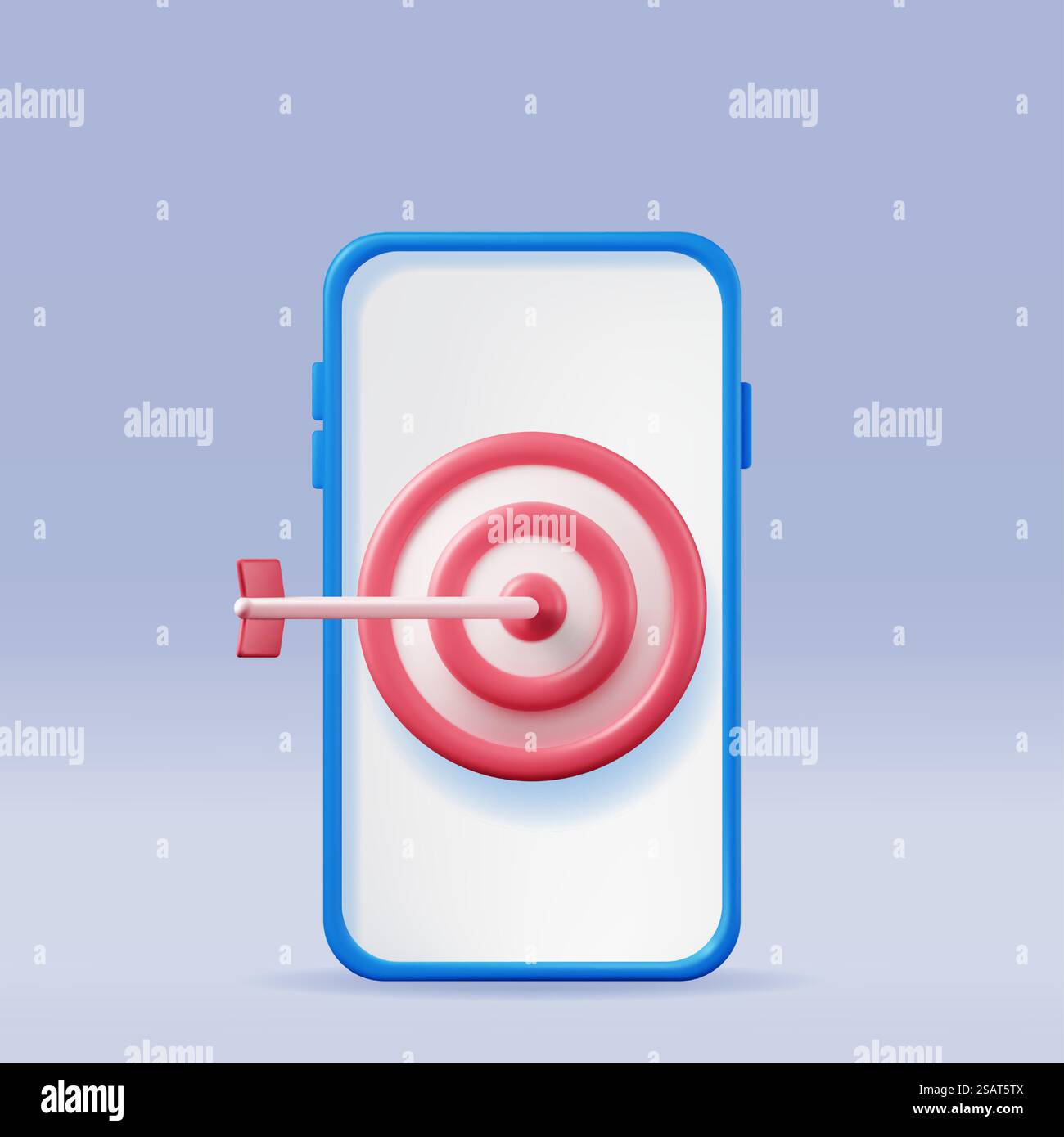 3D Target with Arrow in Center on Smartphone Screen. Render Dartboard ...