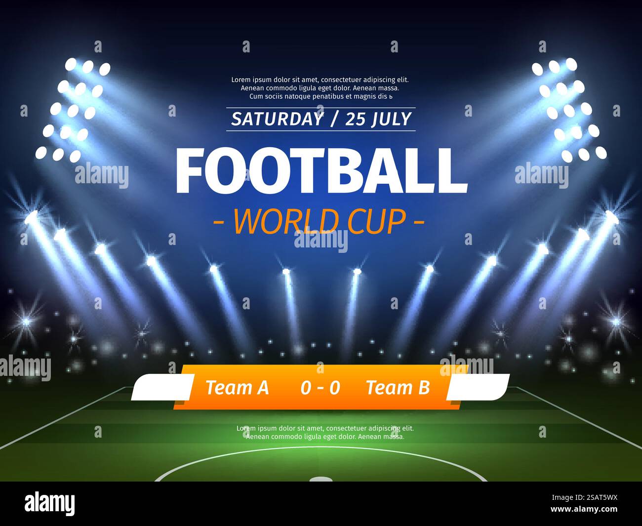 Stadium lights poster football match invitation banner hi-res stock ...