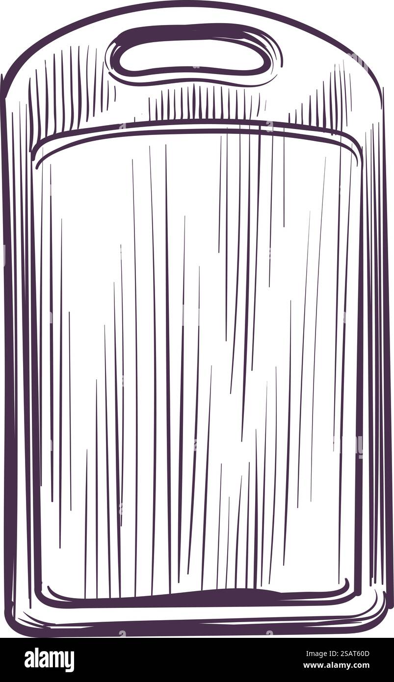 Cutting board sketch. Chopping food ink drawing isolated on white ...