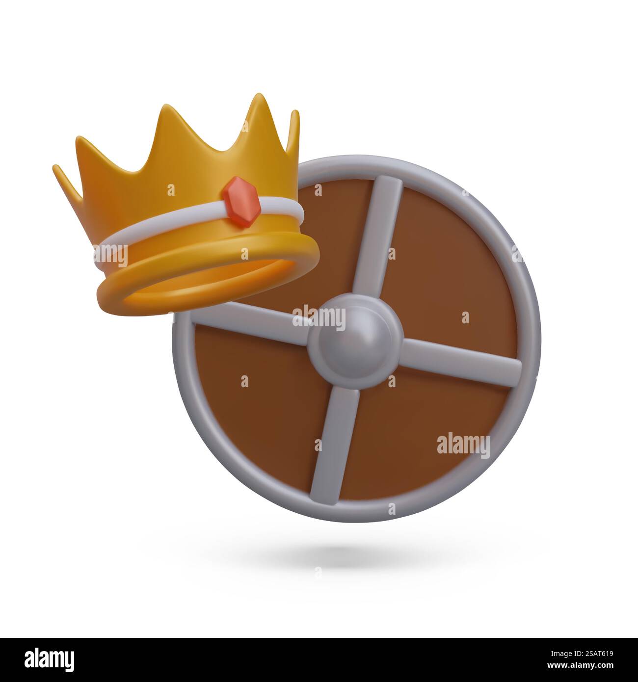 Realistic crown with red diamond and shield for protection. Model for ...