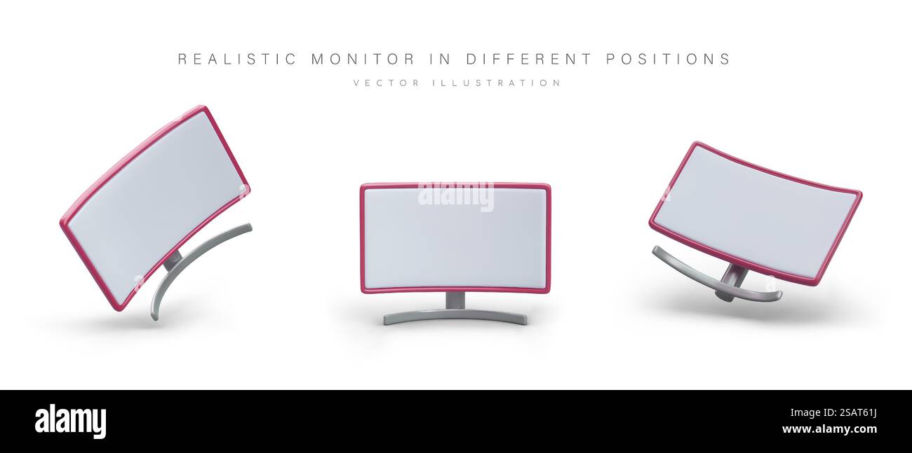 Curved realistic thin monitor in different positions. Device for better ...