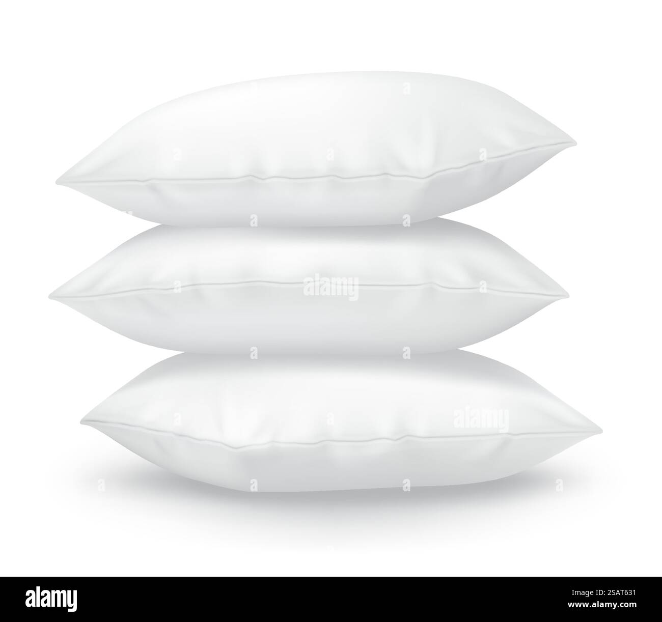White pillows stack realistic vector illustration. Fluffy cushions for ...