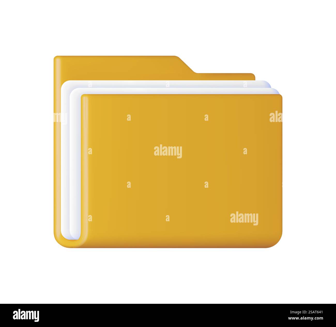 3D Business Folder full of Papers Isolated on White. Render Yellow Folder for Correspondence ...