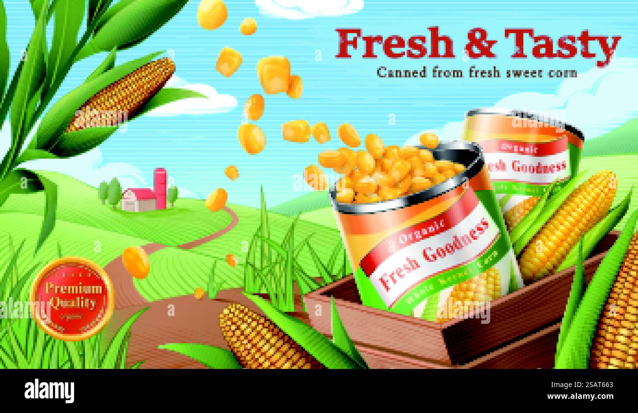 Engraving sweet corn can ad Stock Vector Image & Art - Alamy