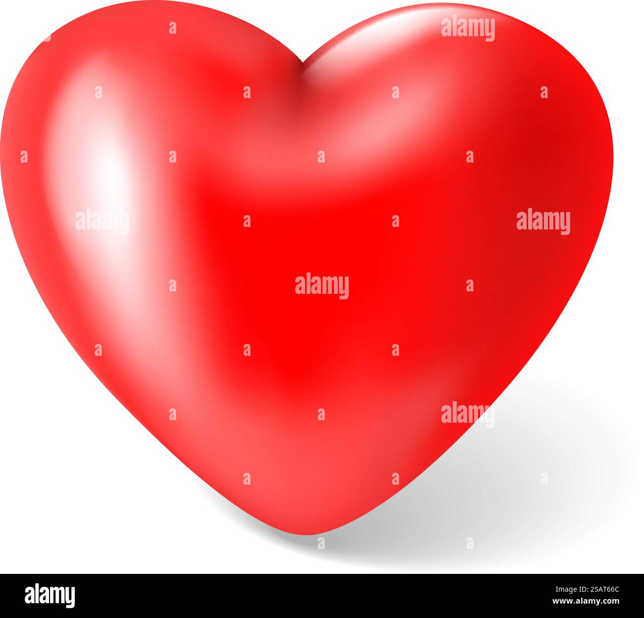 Heart 3d icon. Red love symbol render isolated on white background ...