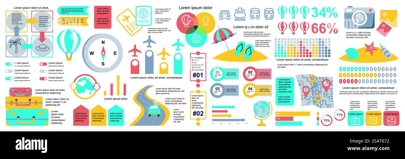 Mega set of travel infographic elements data visualization vector design template. Can be used ...