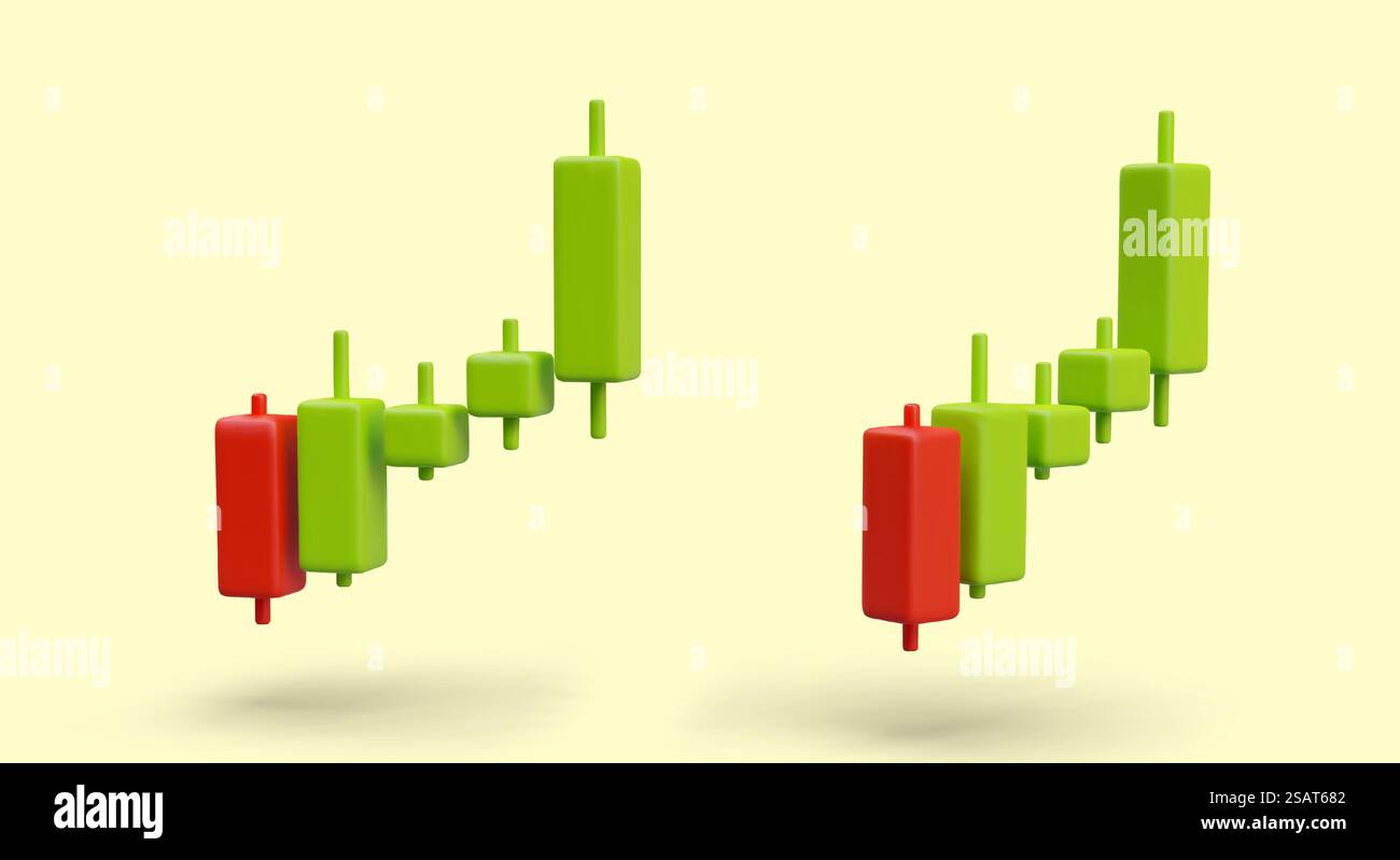 Trade of stock. Color stock chart. 3D image, view from different sides ...