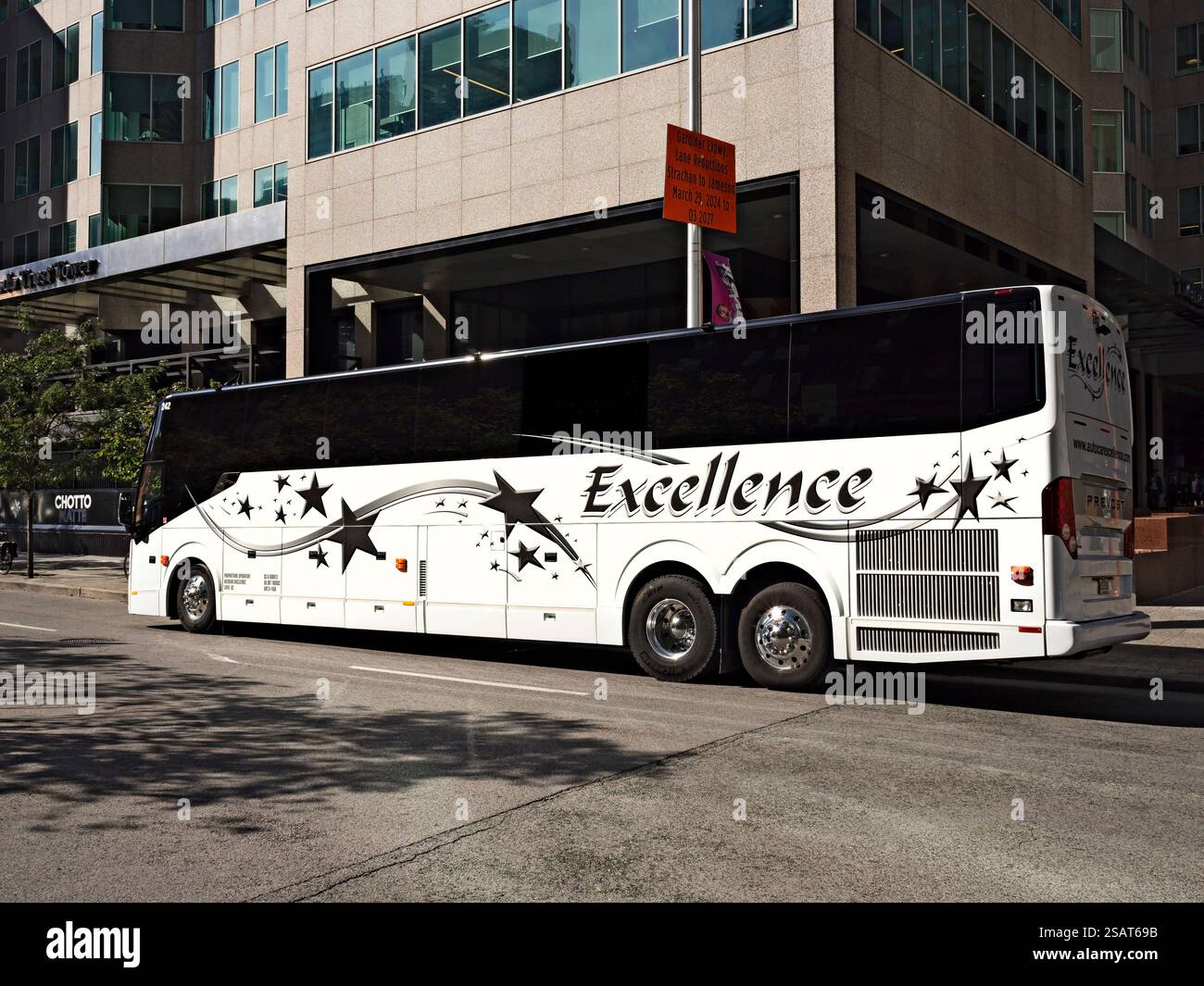 Toronto Canada / An Excellence Charter Bus transports tourists on a ...