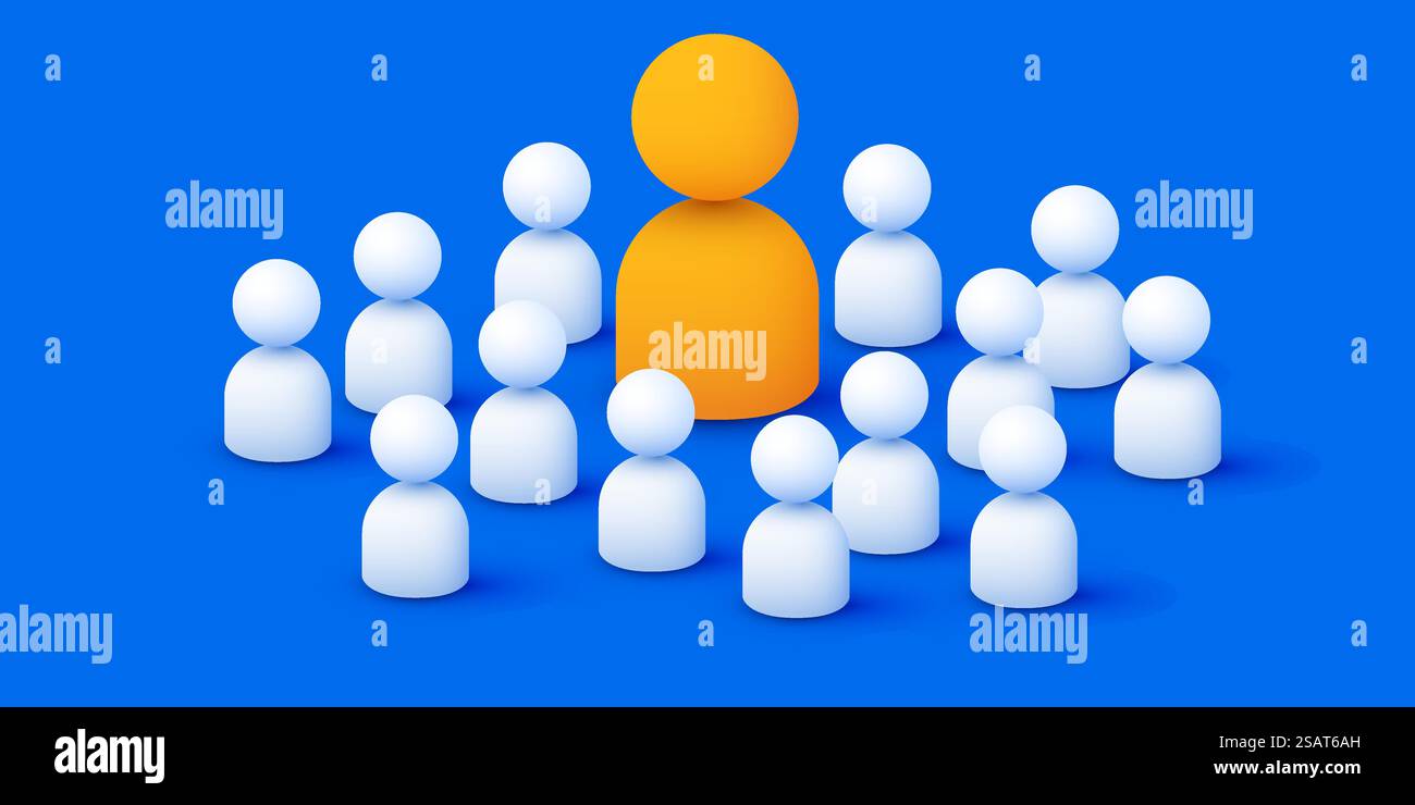 Team with leader concept. 3d rendered people. Vector illustration. Team ...