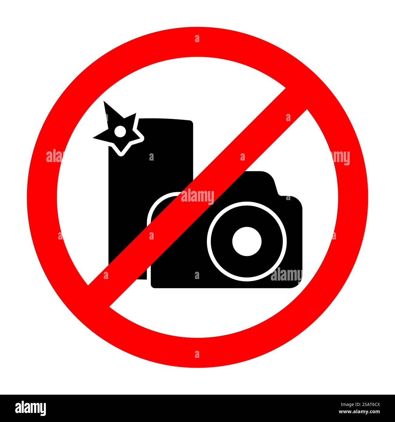 No photo stop camera or smartphone prohibition sign. Vector ...