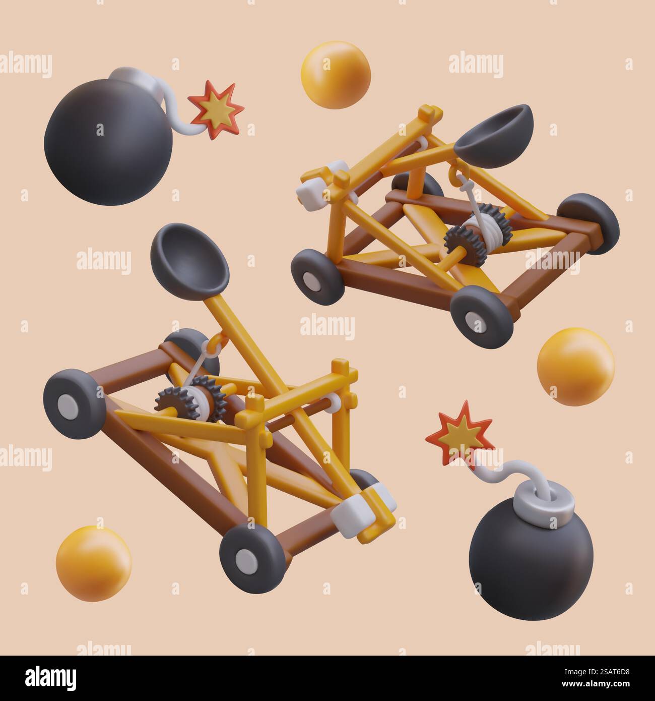 Catapult and bomb with fuse for online computer game in different ...