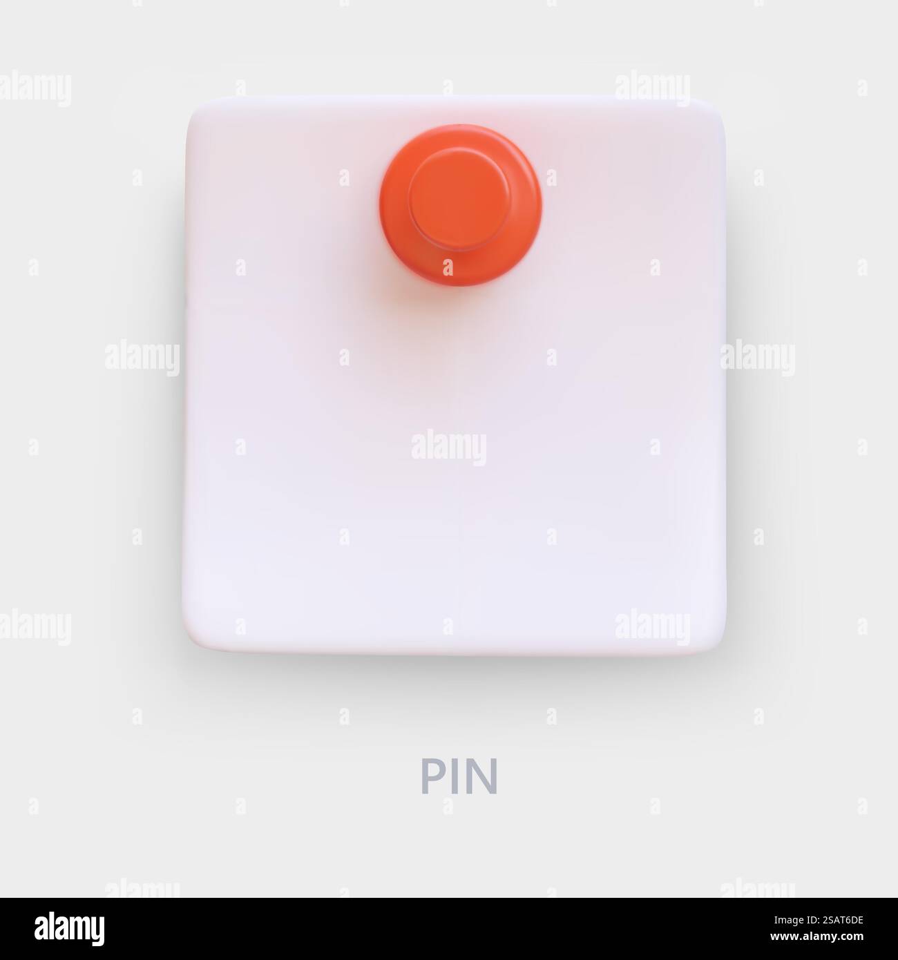 Blank sticker with red pin, front view. Vector mockup, place for slogan ...