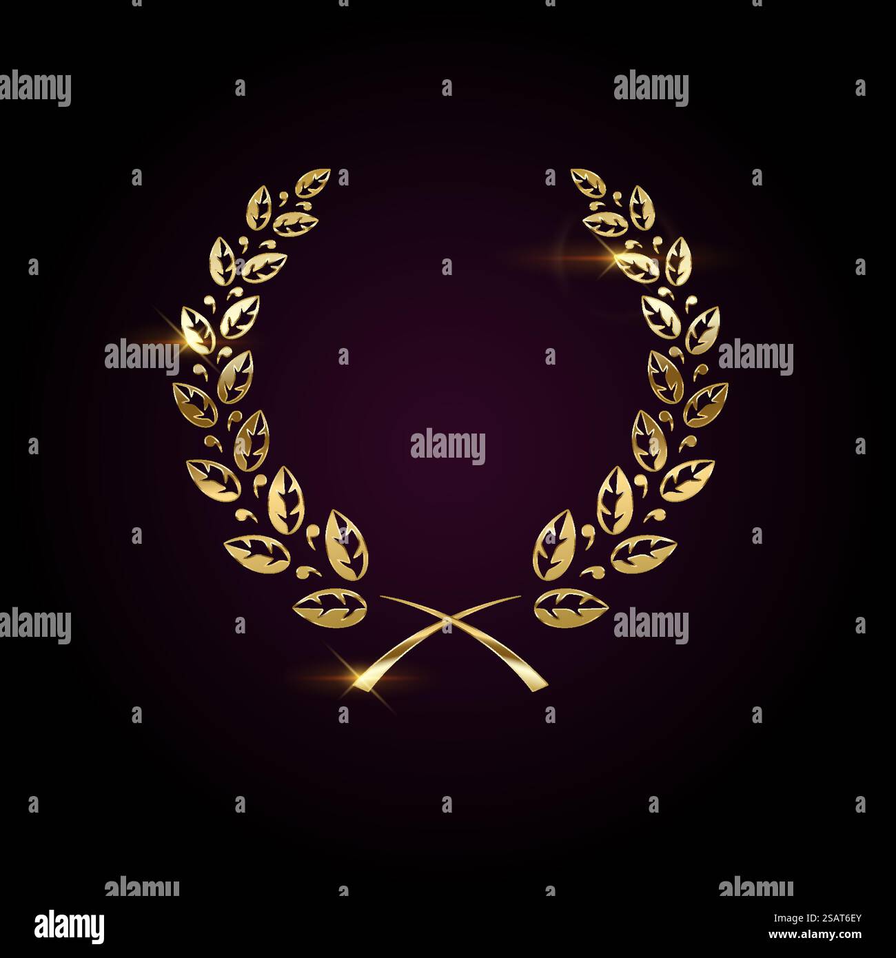 Crown of golden laurel branches realistic vector illustration ...