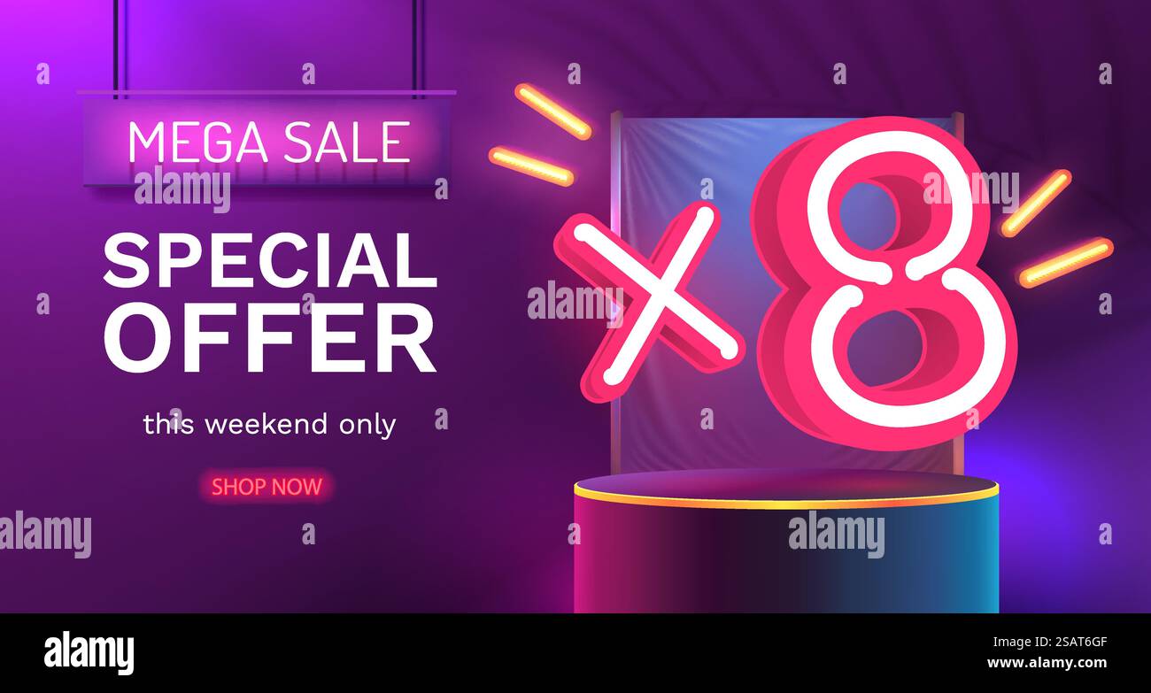 8x winner banner, promotion flyer, prize label. Vector. 8x winner ...