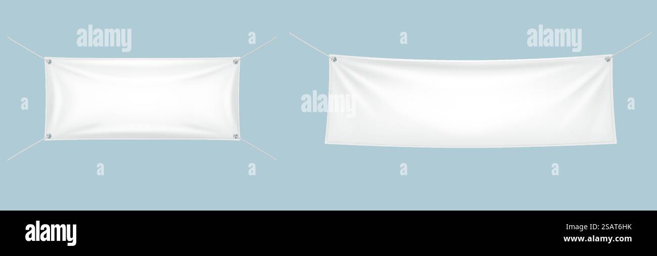Blank hanging horizontal banners realistic vector illustration set ...