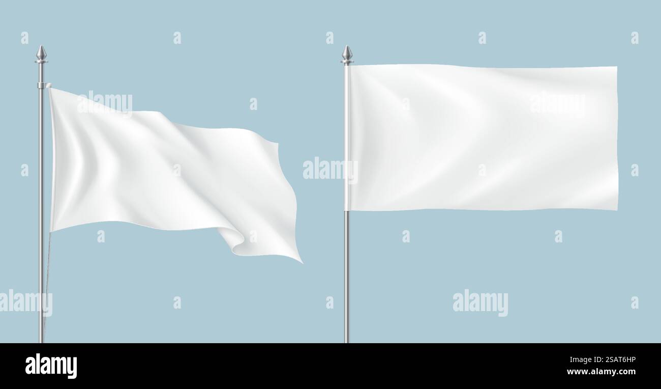 Flattering and plain mockup flags realistic vector illustration set ...