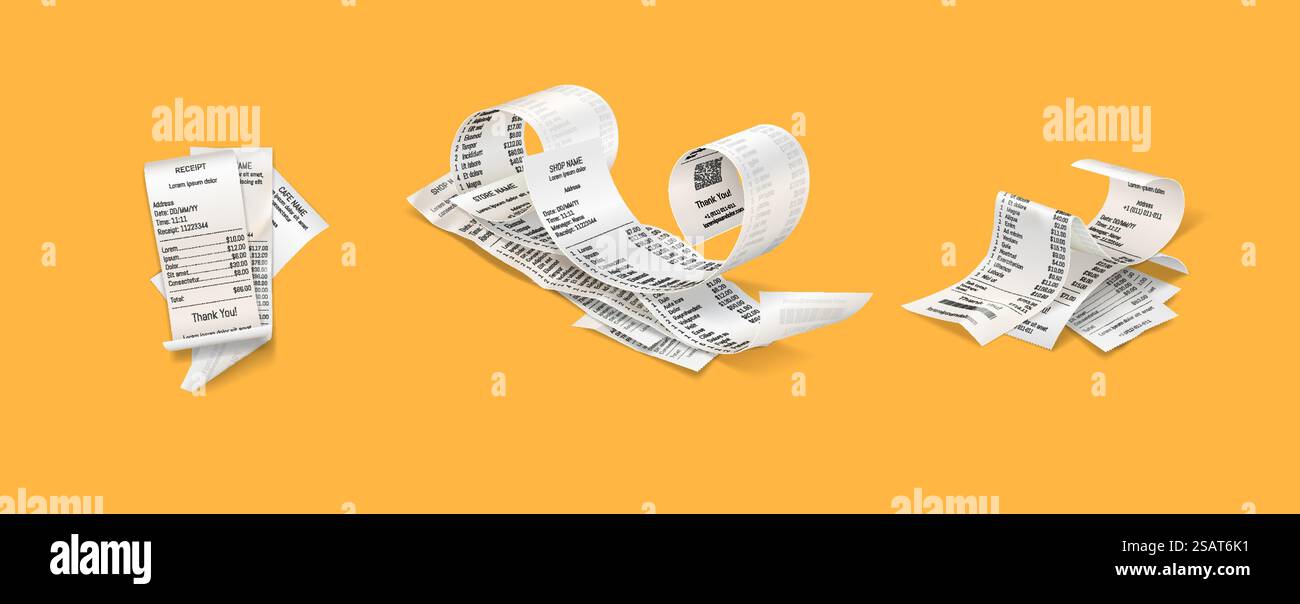 Financial bills piles realistic vector illustration set. Stacked ...