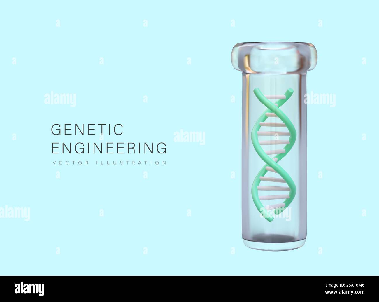 3D DNA double helix in transparent test tube. Experiments on living ...