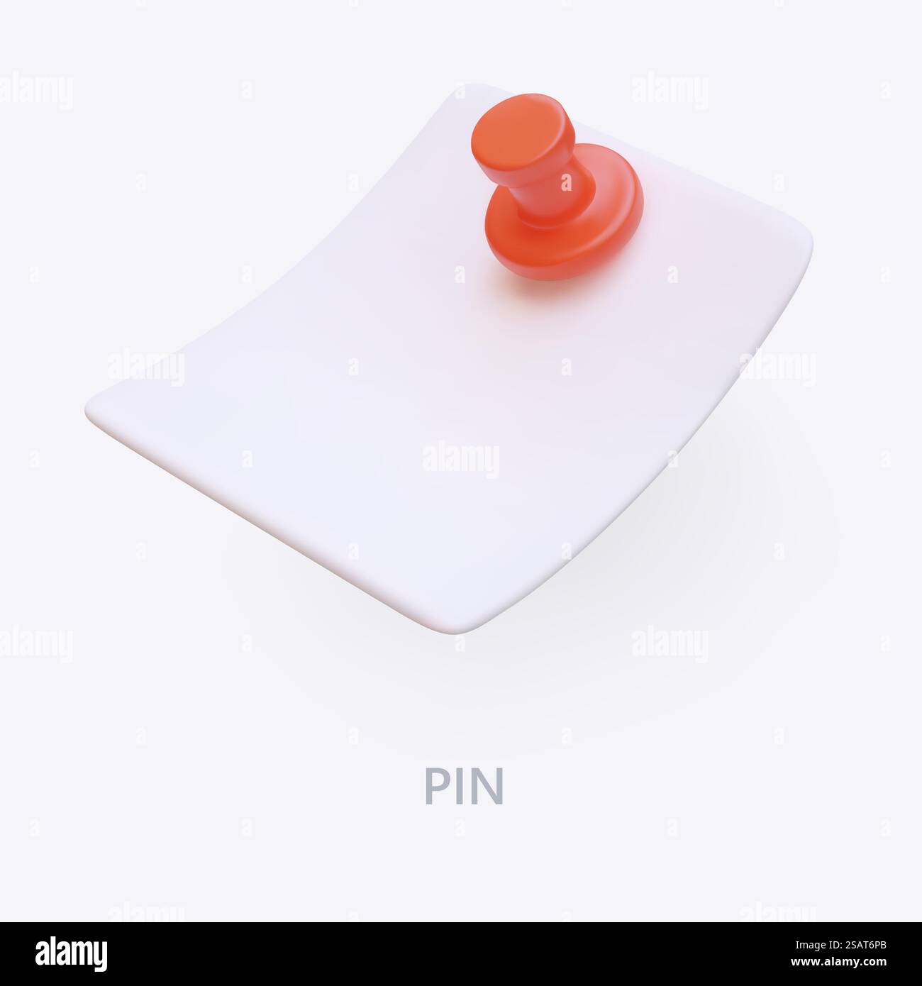 Piece of paper pinned with red pushpin. Reminder sticker mockup. Note ...