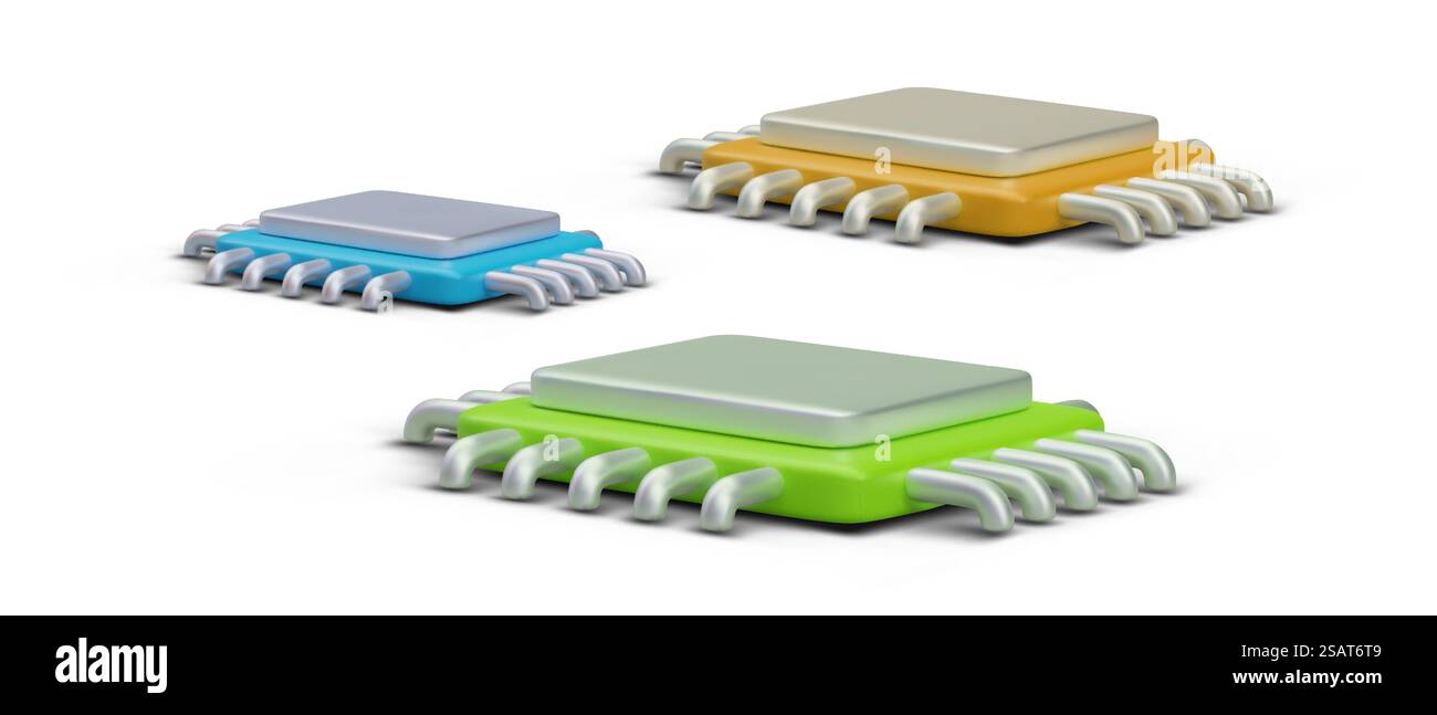 Central processing unit, side view. Vector realistic objects of ...