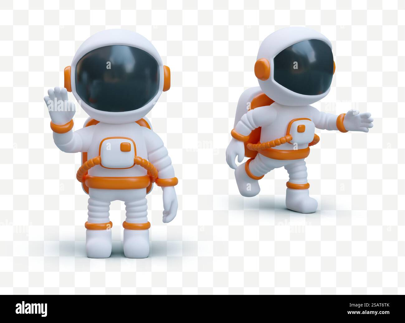 3D astronaut in space suit. Character in different poses. Cosmonaut is ...