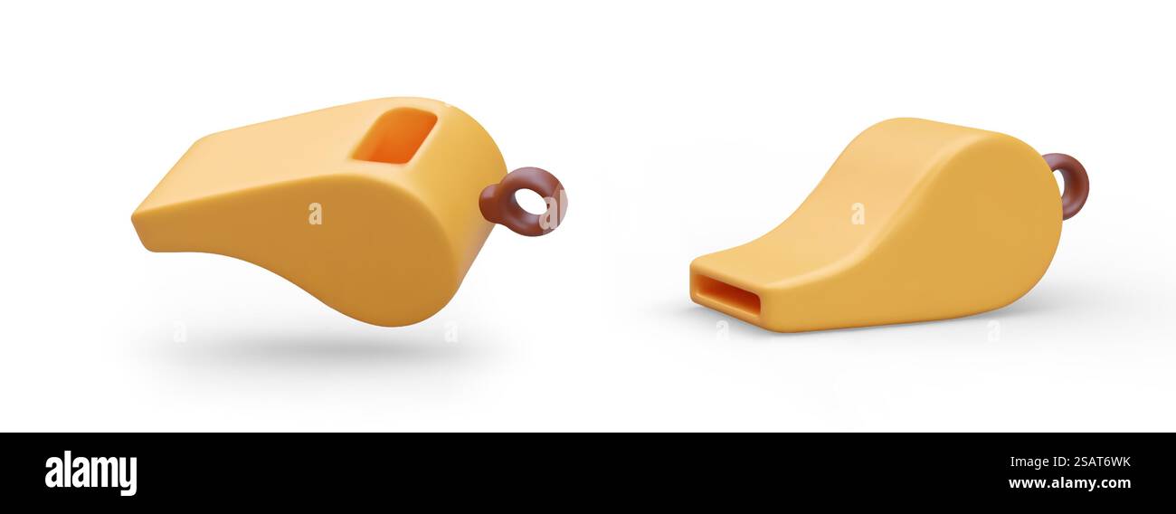 Vector 3D whistle, view from different sides. Isolated image on white ...