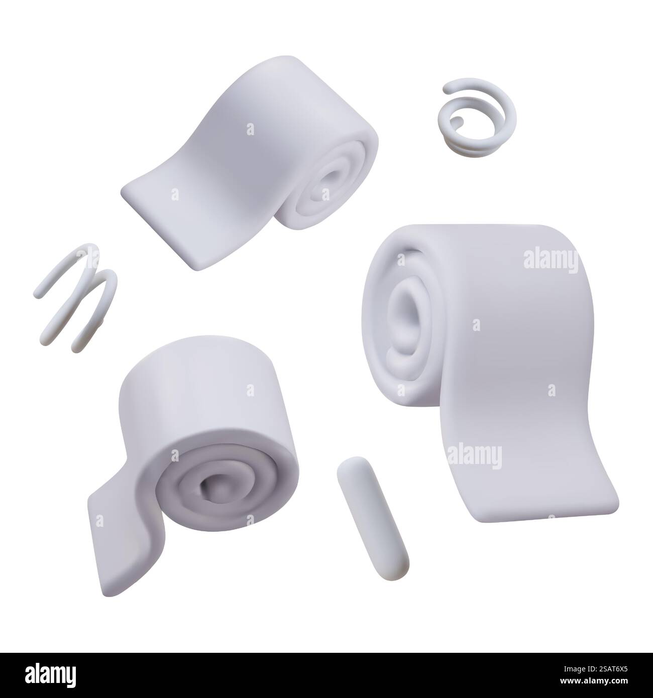 Set of toilet paper rolls, white decorative elements. Vector templates ...