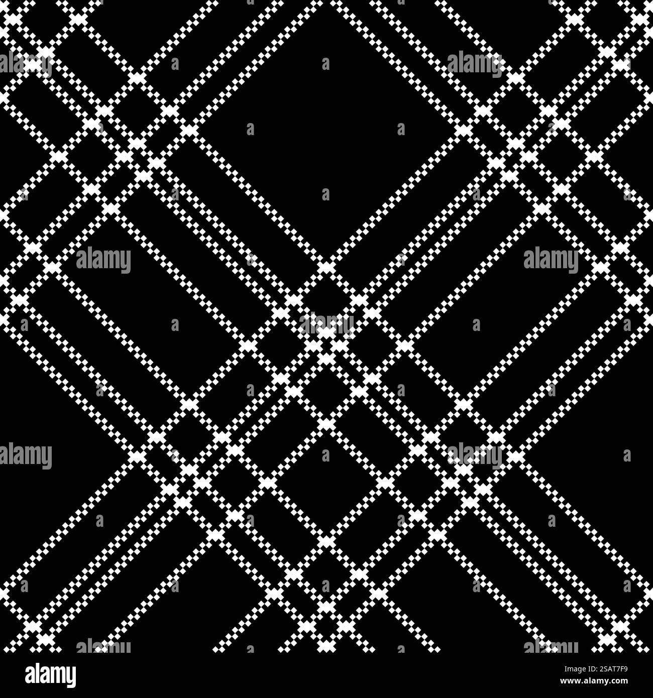 Monochrome check plaid black pixel seamless pattern. Vector ...