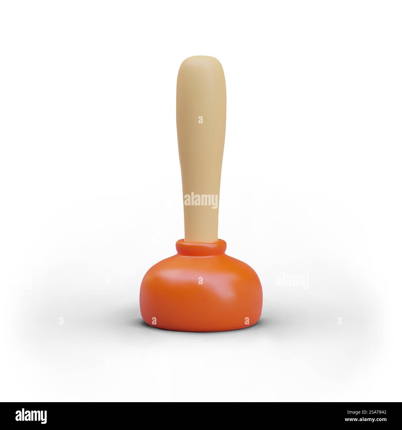 Red plunger with wooden handle. Color illustration in cartoon style ...