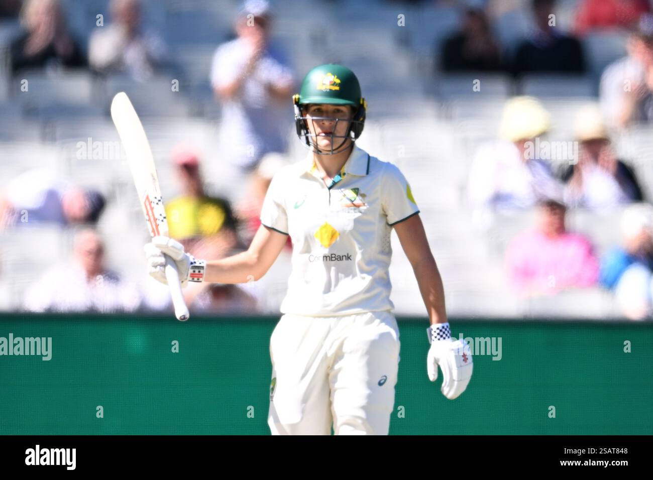 Annabel Sutherland of Australia celebrates making a half century on day ...