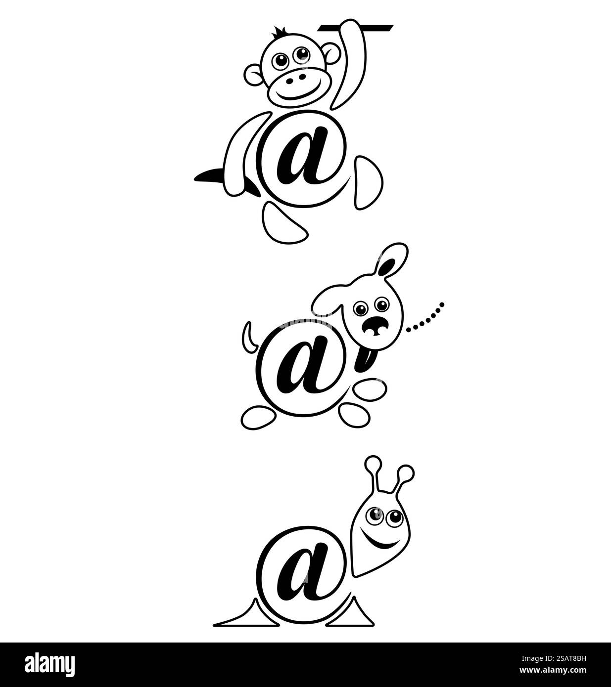 international sign email, animals contour. vector illustration Stock ...