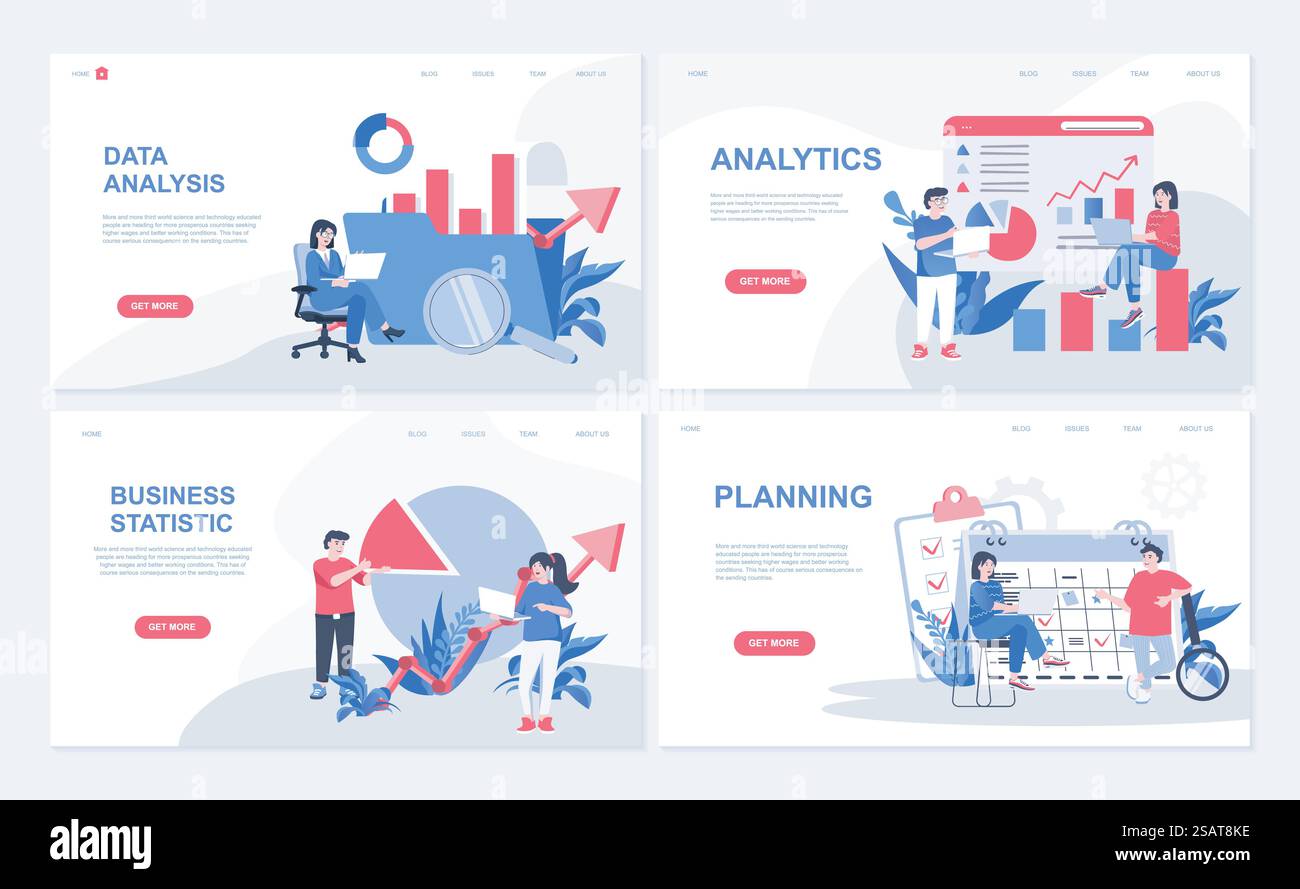 Data analysis web concept for landing page in flat design. Business ...