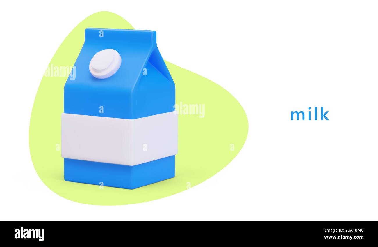 Realistic blue milk box with blank label. Advertising of dairy products ...