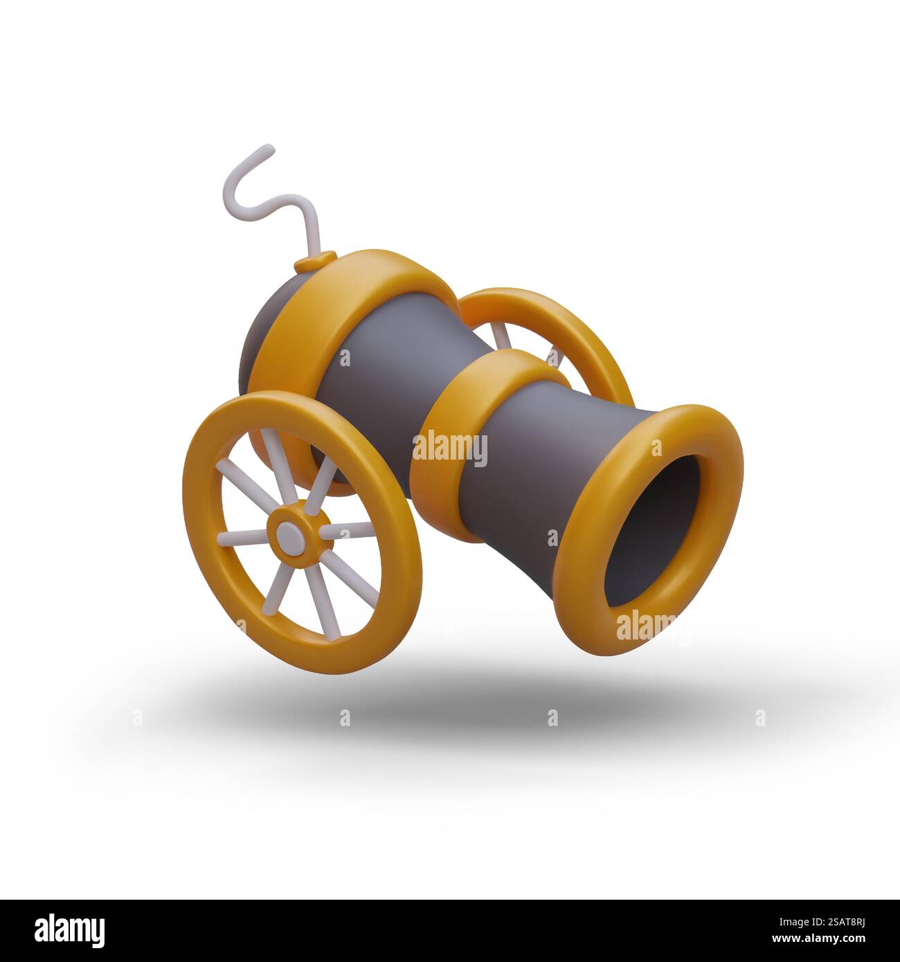 3d realistic ancient cannon on wheels isolated on white background ...