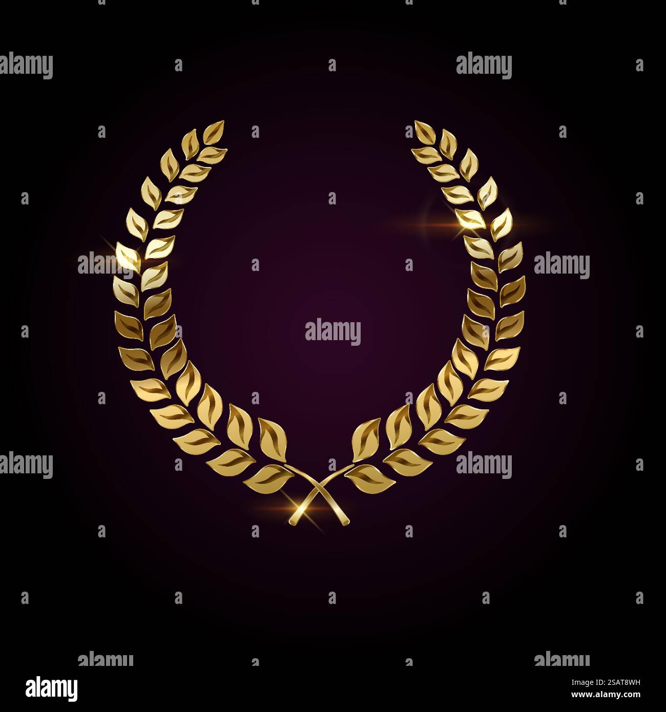 Crown of golden laurel branches realistic vector illustration ...