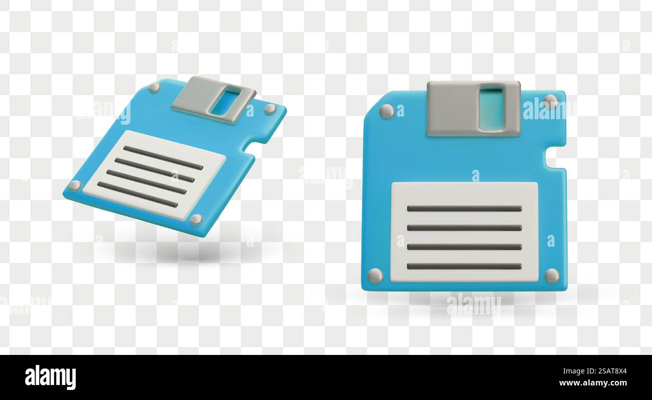 Realistic 3d diskette for computer. Detail for saving different information. Floppy disk concept ...