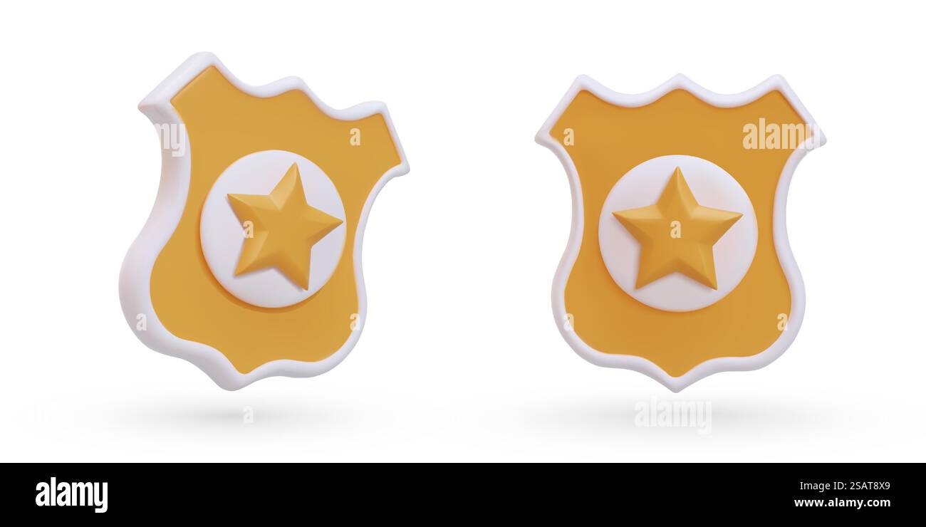 Police badge. Realistic chevron with star. Yellow uniform patch. Vector ...
