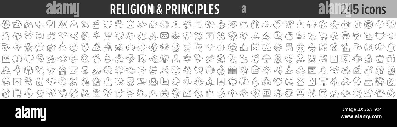 Religion and Principles linear icon collection. Big set of 245 Religion and Principles icons ...