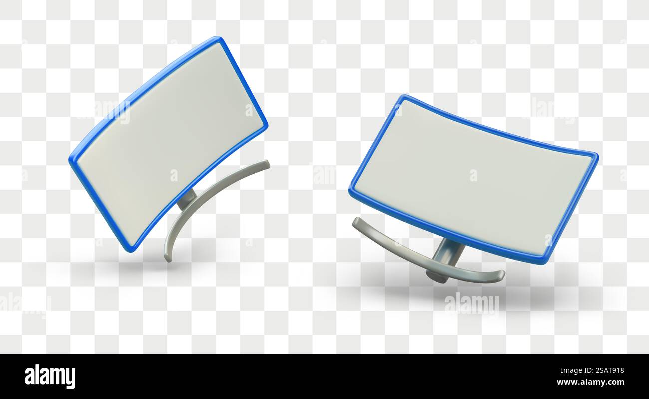 Two digital computer screens in different positions. Computer monitor display with empty screen ...