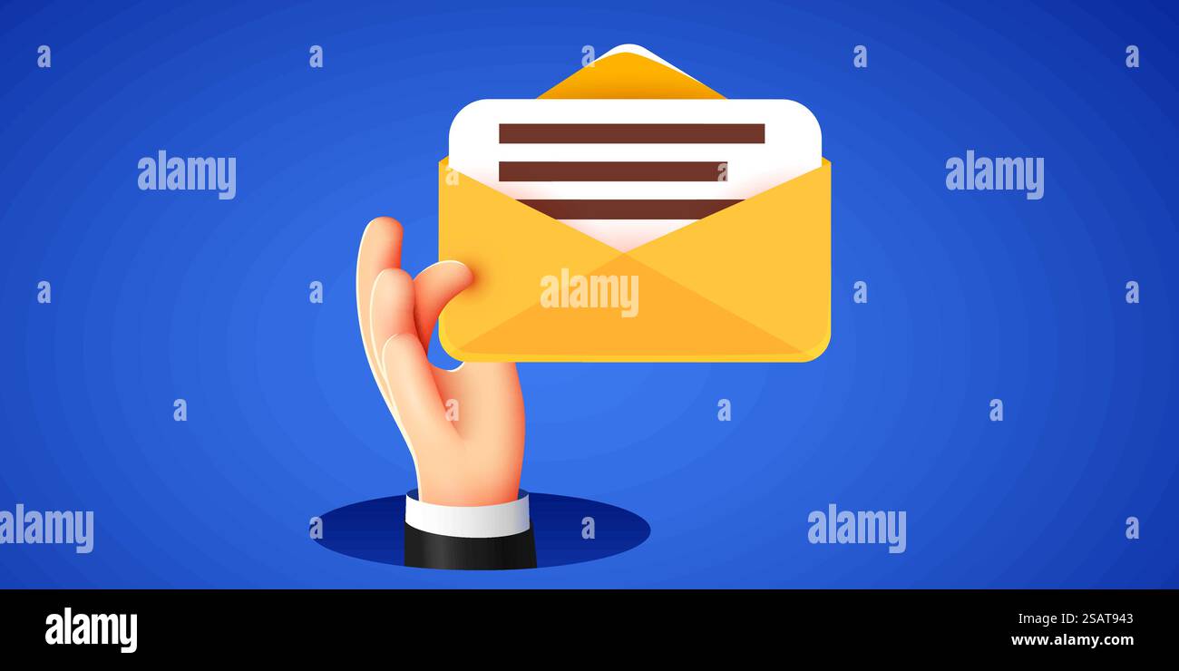 Cartoon hand holding or receiving mail. Messaging concept. Vector ...