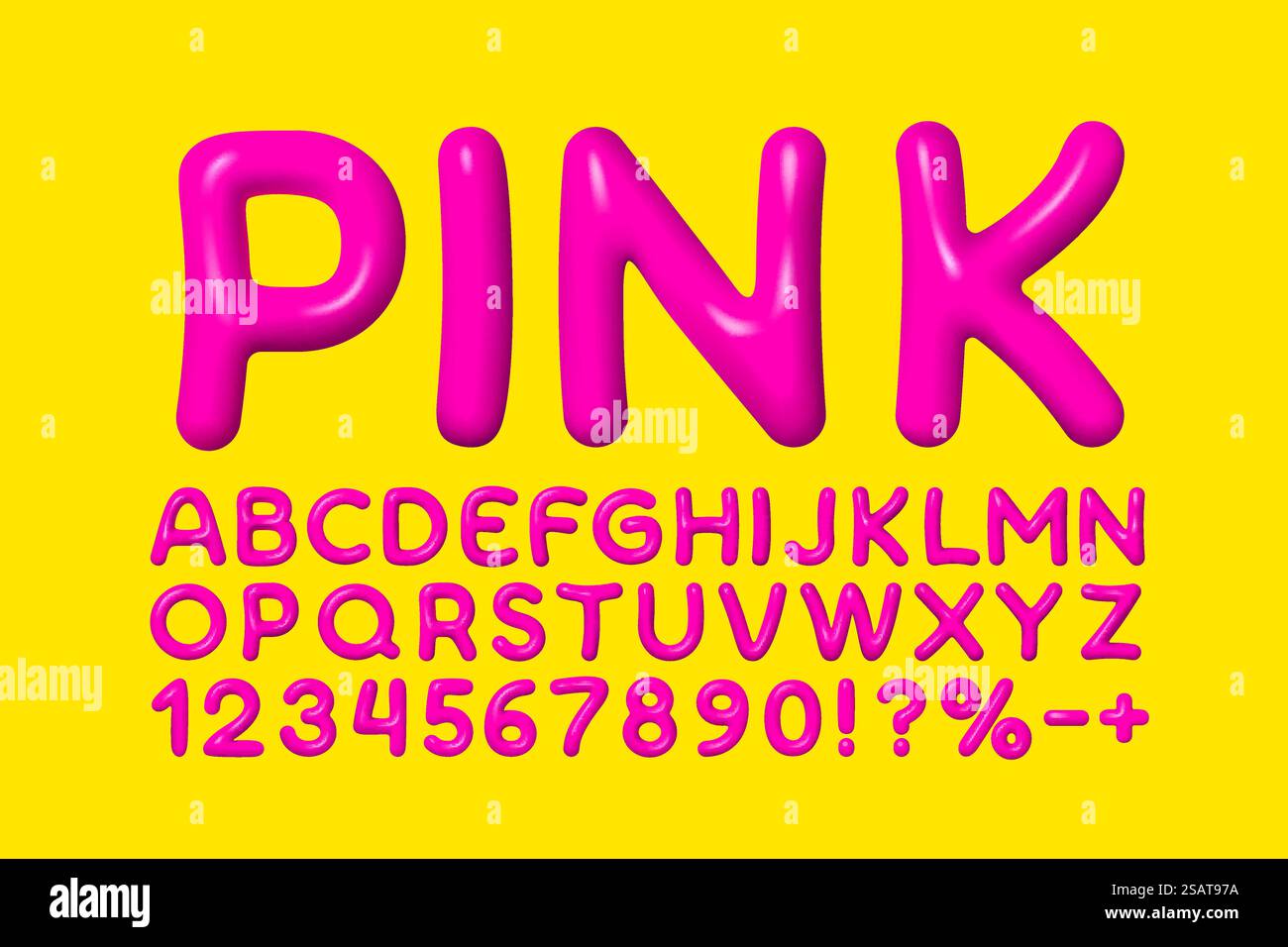 Pink color font. English alphabet and numbers sign. Vector. Pink color ...