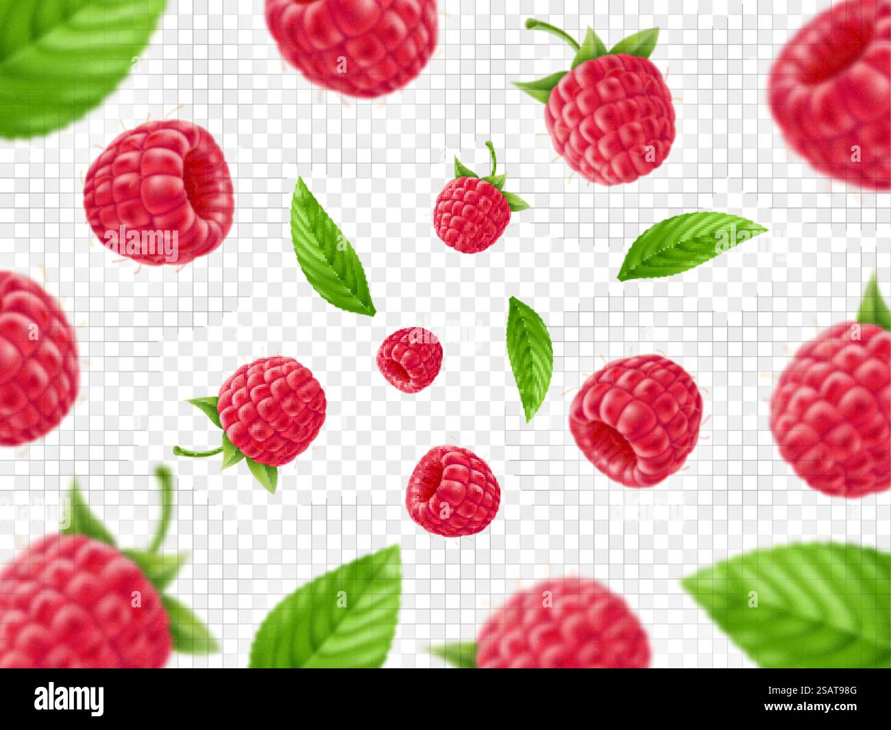 Realistic berries background. Focused and unfocused flying fresh ...